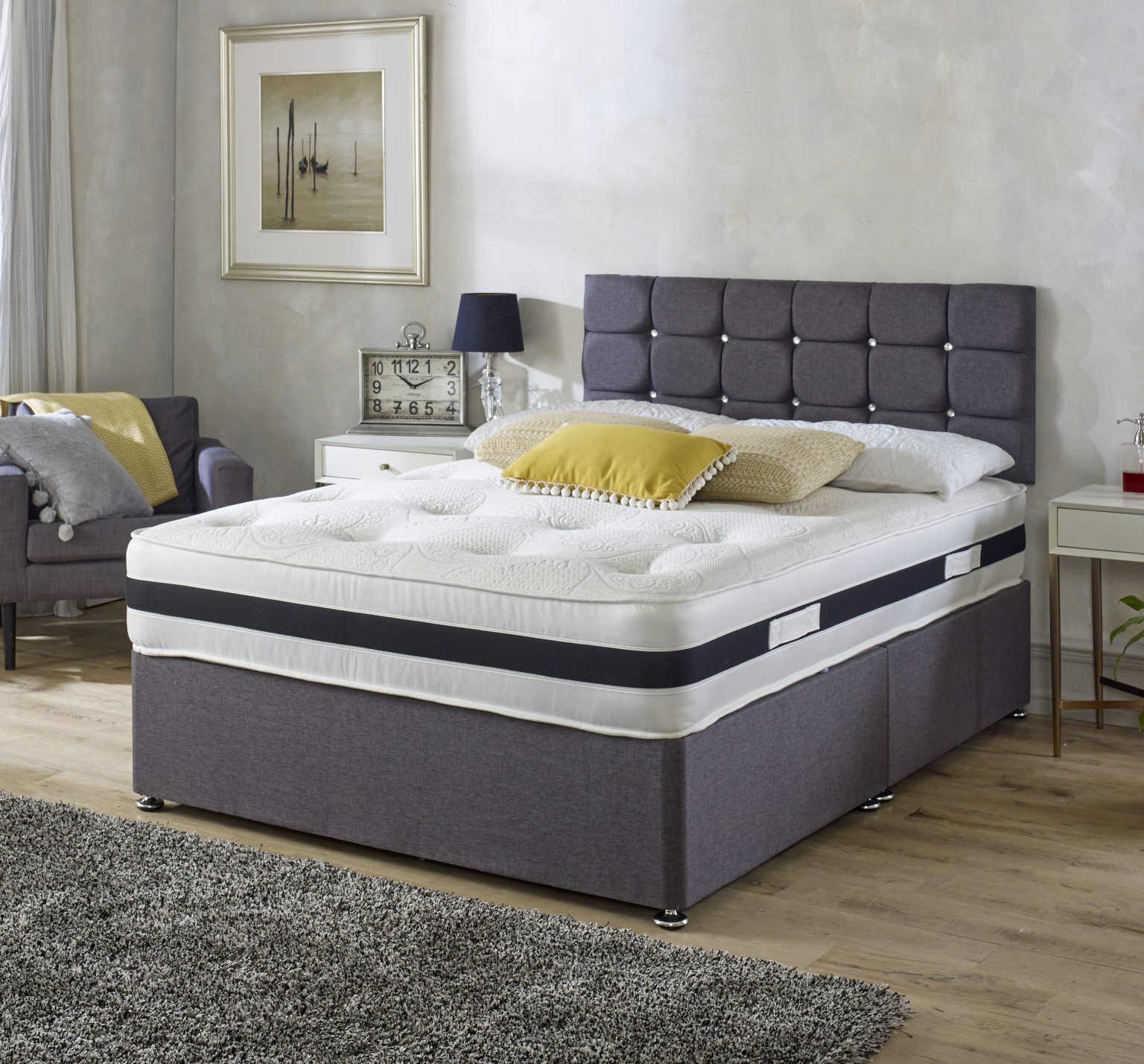 Premier Memory Comfort King Size Divan with Headboard - Pay Weekly Carpets